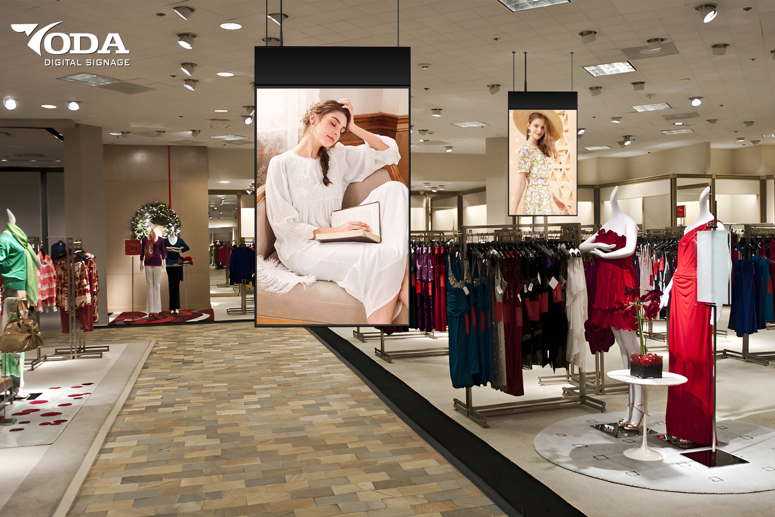 Elevate Your Brand with Double-Sided Hanging Digital Display